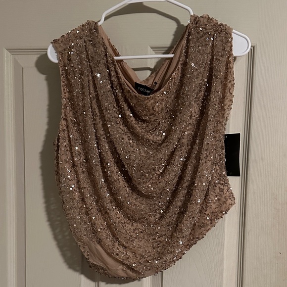 Retrofete | Tops | Retrofete Sequin Embellished Womens Top Tan | Poshmark